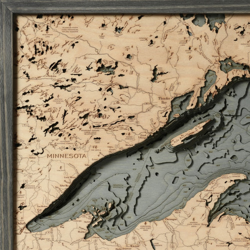 Lake Superior Wooden Map Art | Topographic 3D Chart