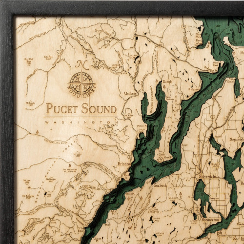 Puget Sound Wooden Map Art | Topographic 3D Chart