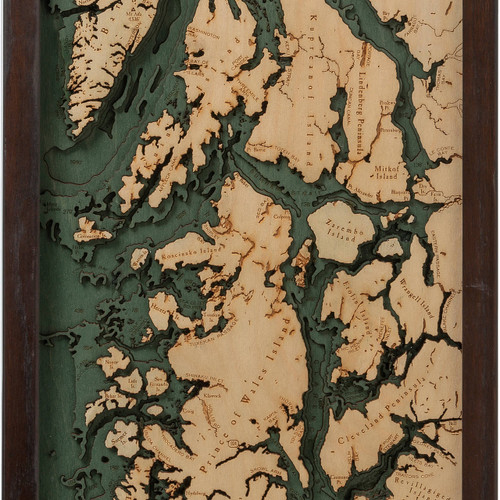 Inside Passage Wooden Map Art | Topographic 3D Chart