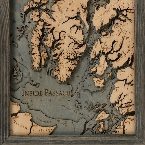 Inside Passage Wooden Map Art | Topographic 3D Chart