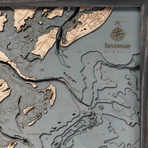 Savannah Wooden Map Art | Topographic 3D Chart