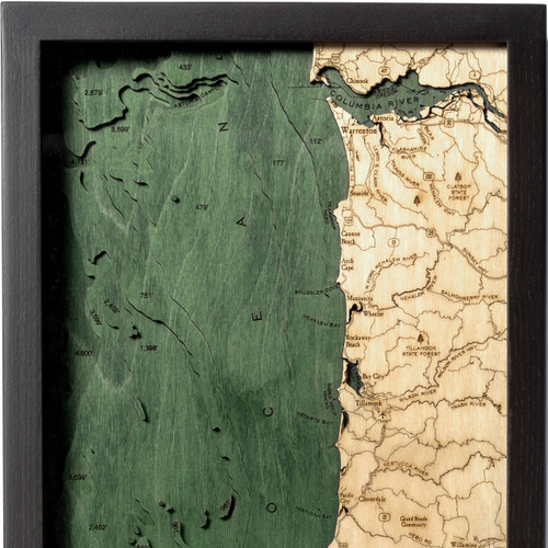Oregon 3D Wooden Maps by Wood Charts | Nautical Wood Maps