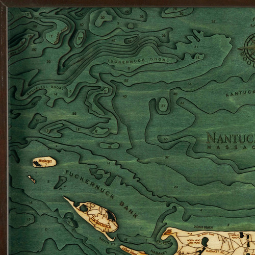 Nantucket Wooden Map Art | Topographic 3D Chart
