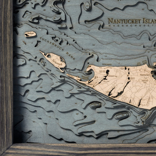 Nantucket Wooden Map Art | Topographic 3D Chart