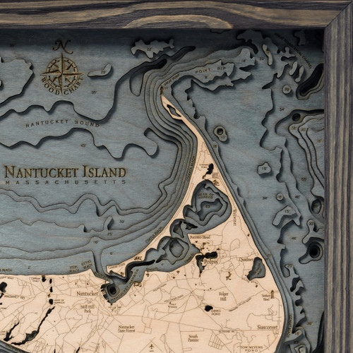 Nantucket Wooden Map Art | Topographic 3D Chart
