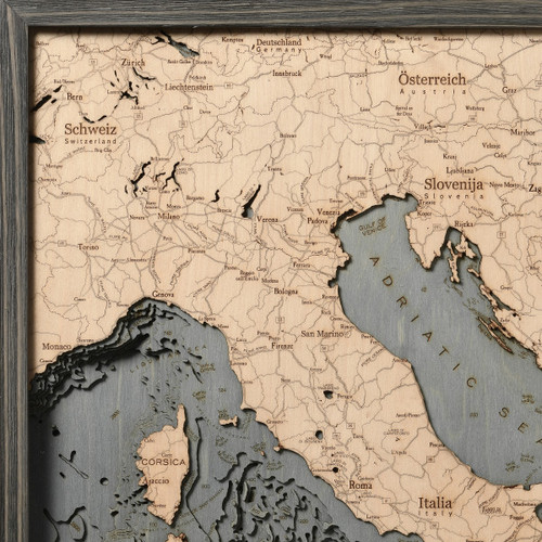 Italy Wooden Map Art | Italian Republic | Topographic 3D Chart
