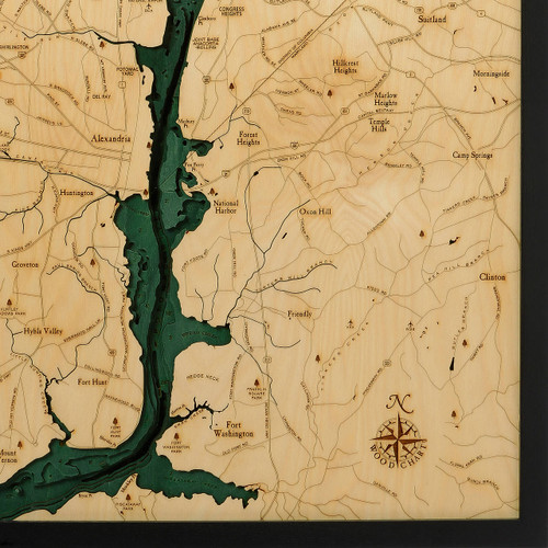 Washington DC Wooden Map Art | Topographic 3D Chart