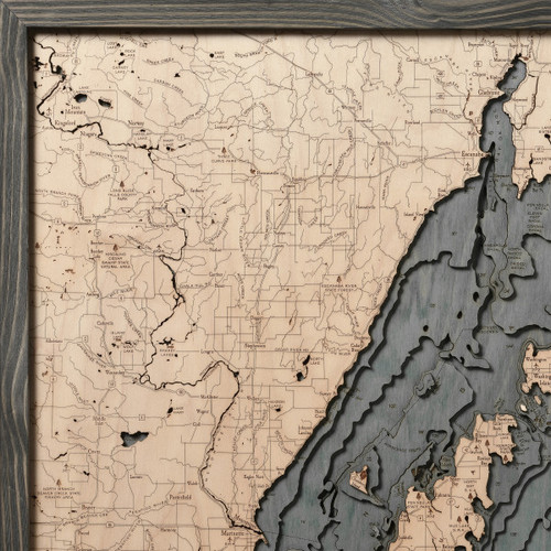 Door County Wooden Map Art | Topographic 3D Chart