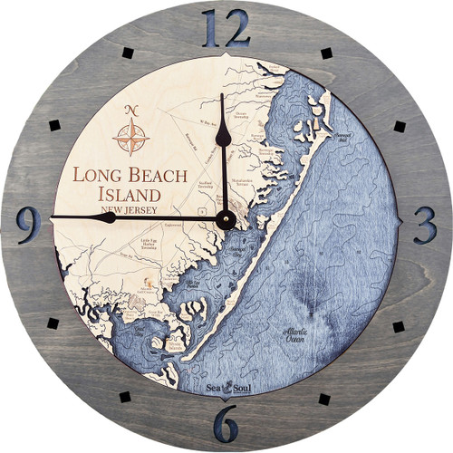 Long Beach New Jersey Nautical Wood Clock