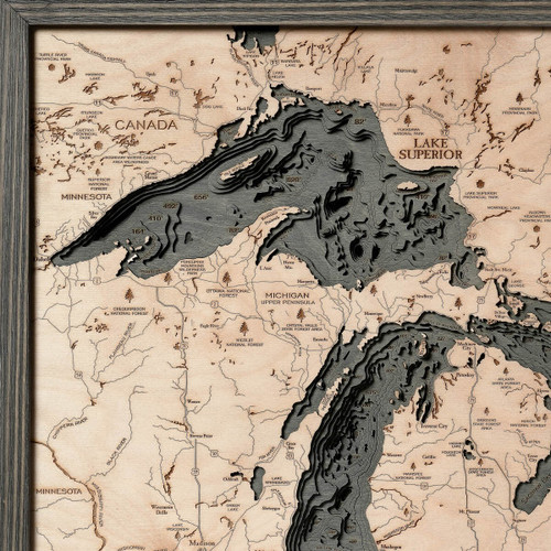 The Great Lakes Wooden Map Art | Topographic 3D Chart