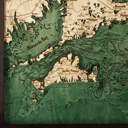 Cape Cod Wooden Map Art | Topographic 3D Chart
