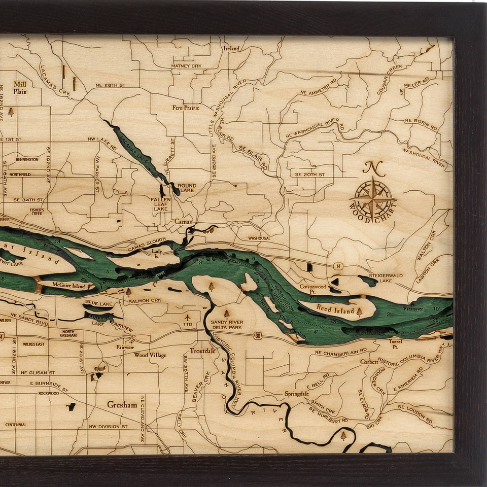 Portland Wooden Map Art | Topographic 3D Chart