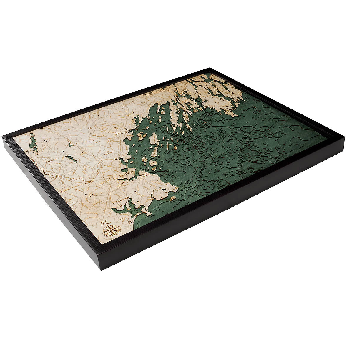 Portland Maine Wooden Map Art | Topographic 3D Chart