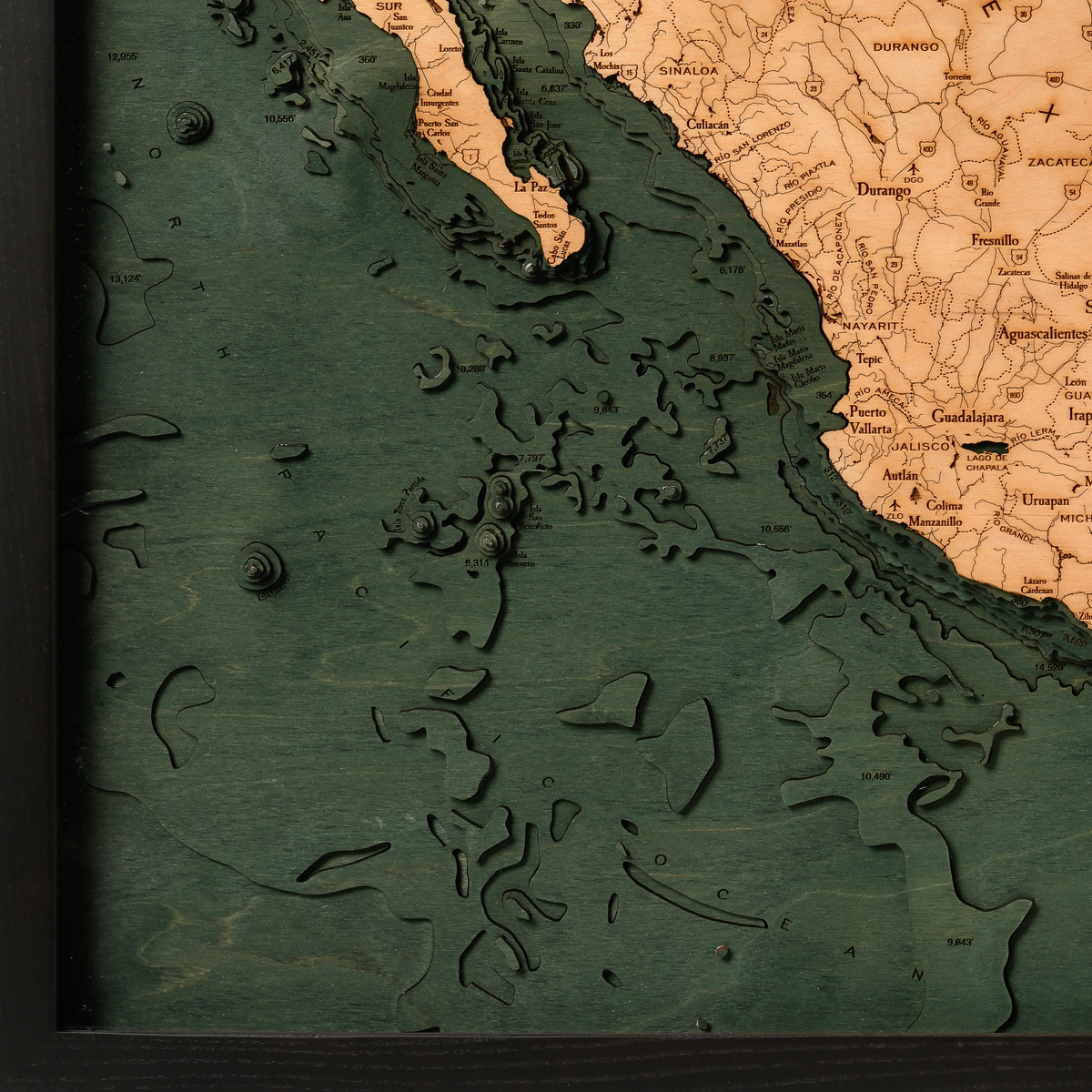 Mexico Wooden Map Art | Topographic 3D Chart