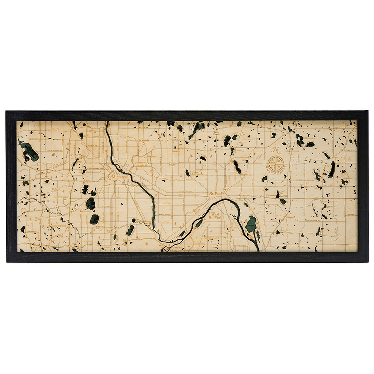 Minneapolis St Paul Minnesota Wooden Map Art | Topographic 3D Chart