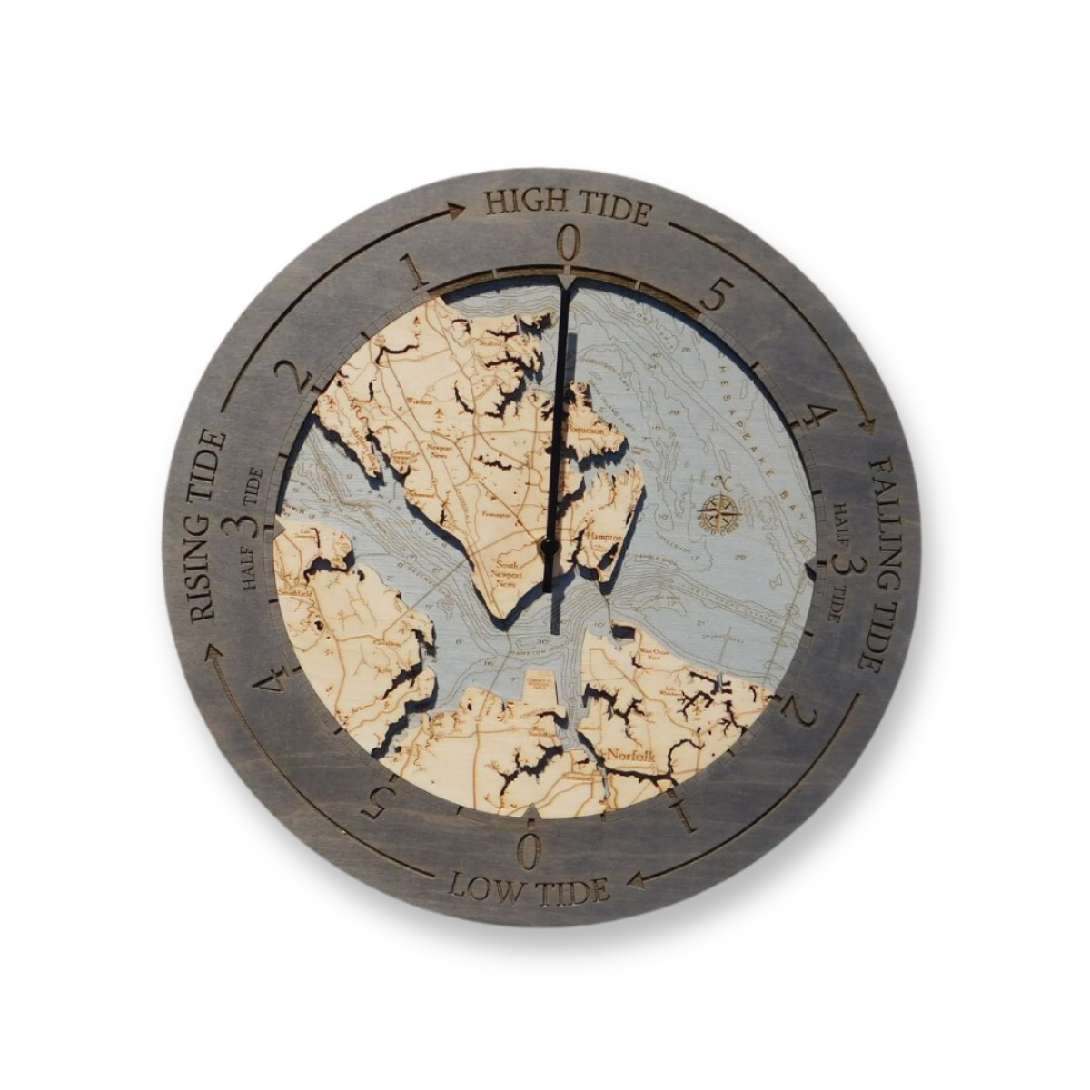 Norfolk Tide Clock by Nautical Wood Maps