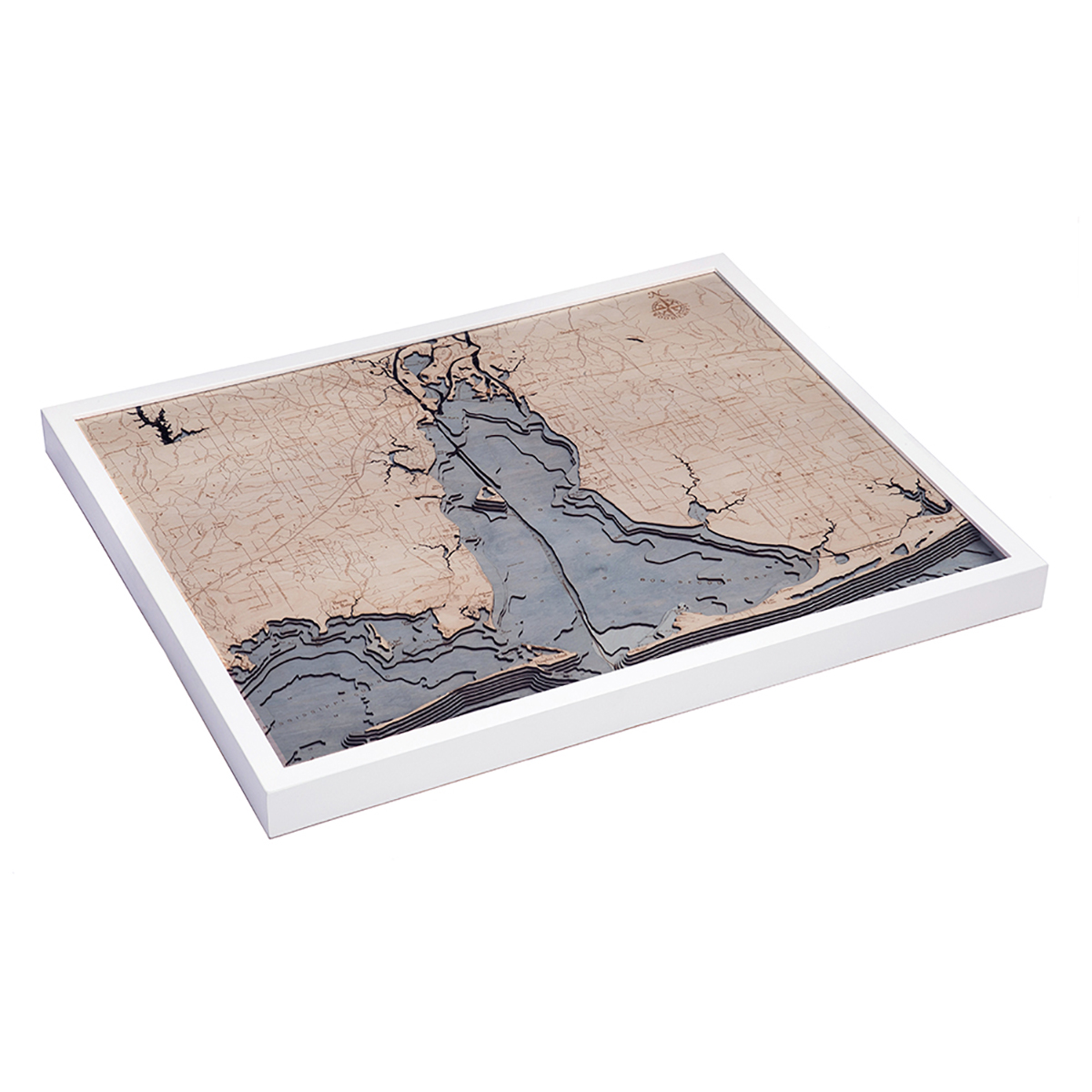 Mobile - White Frame by Woodchart | Nautical Wood Maps