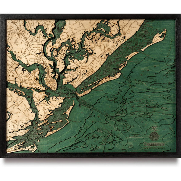 Charleston Wooden Map Art | Topographic 3D Chart