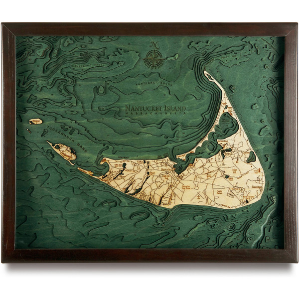 Nantucket Wooden Map Art | Topographic 3D Chart