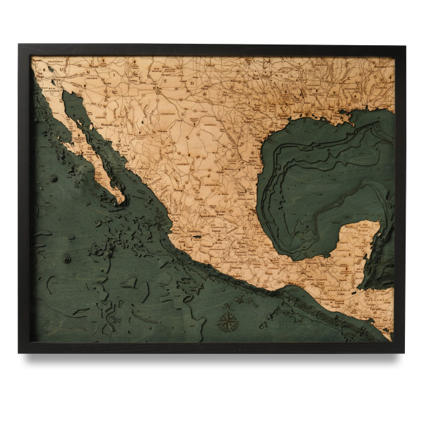 Mexico Wooden Map Art | Topographic 3D Chart