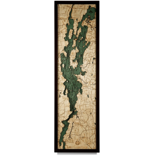 Lake Champlain Wooden Map Art | Topographic 3D Chart