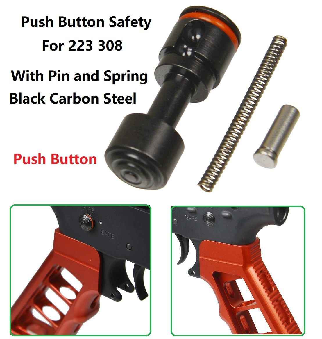Push Button Stainless Steel Ambidextrous Safety Selector - Black ...