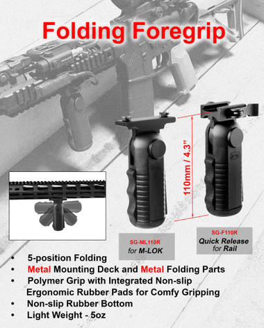 Tactical Quick Release 5-Position Foregrip with Egonomic Rubber Finger ...