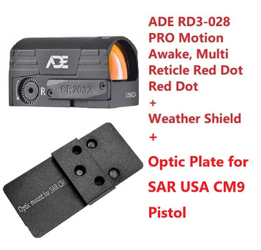 ADE RD3-028 Ares Shake Awake Red Dot + Optic Mounting Plate for SAR USA ...