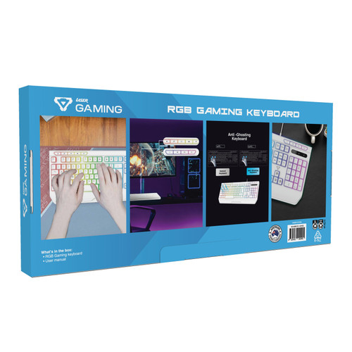 Laser Gaming RGB Keyboard White - Full-Sized, Ergonomic
