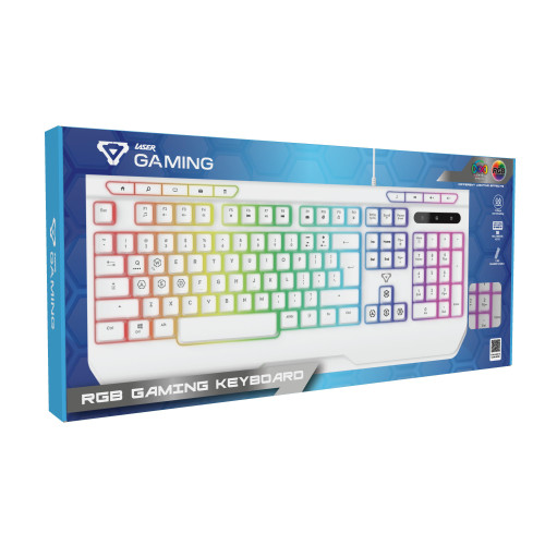 Laser Gaming RGB Keyboard White - Full-Sized, Ergonomic