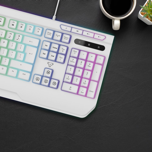 Laser Gaming RGB Keyboard White - Full-Sized, Ergonomic