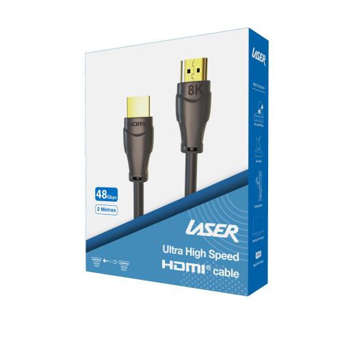 Laser HDMI 2.1 Cable 2m - Certified 8K with Gold-Plated Connectors