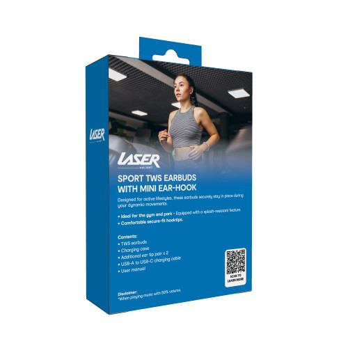 Laser Mini Ear-Hook Sport Earbuds - Secure & Long-Lasting Battery