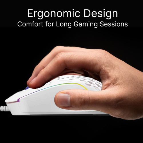 Laser RGB Gaming Mouse | Lightweight, Multi-DPI, White