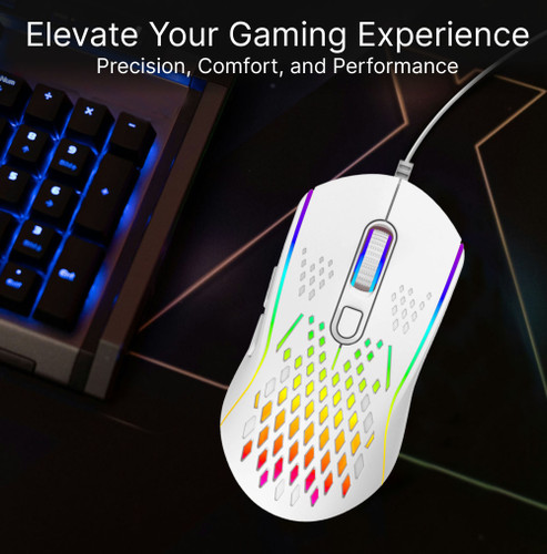 Laser RGB Gaming Mouse | Lightweight, Multi-DPI, White