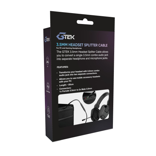 GTEK 3.5mm Headset Splitter Cable for PC and Gaming Headphones