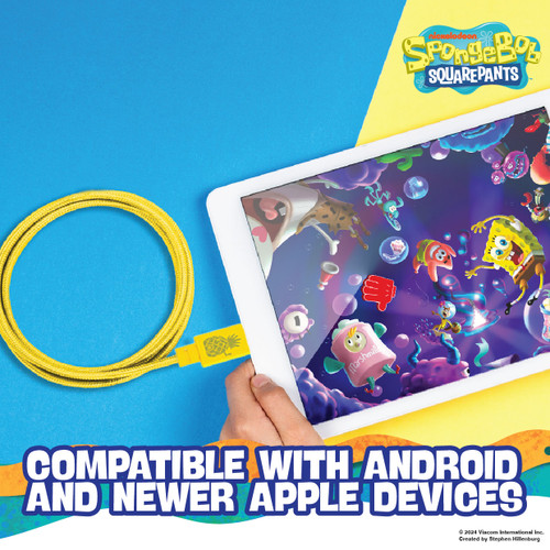 SpongeBob USB-C to USB-A Cable, 1m, Bonus Cable Tie