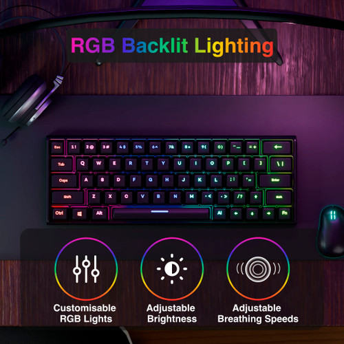 Laser Gaming Mini Mechanical Keyboard - RGB, Compact, Wired