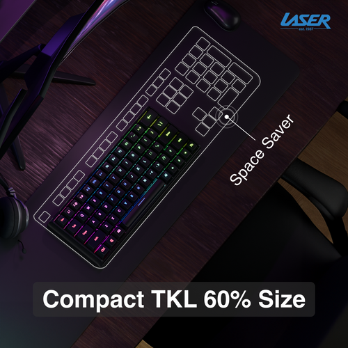 Laser Gaming Mini Mechanical Keyboard - RGB, Compact, Wired
