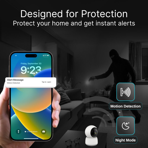 Connect Smart Home 360° Pan/Tilt FHD Camera with Night Mode