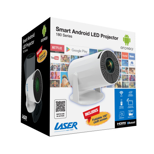 Laser Smart LED Projector - 100-Inch Screen, Android TV
