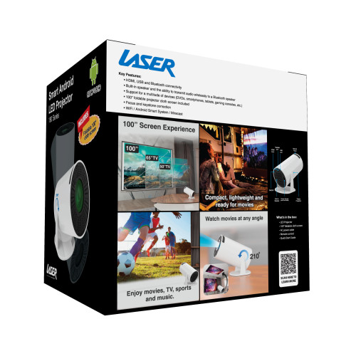 Laser Smart LED Projector - 100-Inch Screen, Android TV