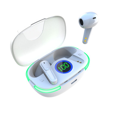 Laser TWS LED Earbuds - True Wireless, Tap Controls - White