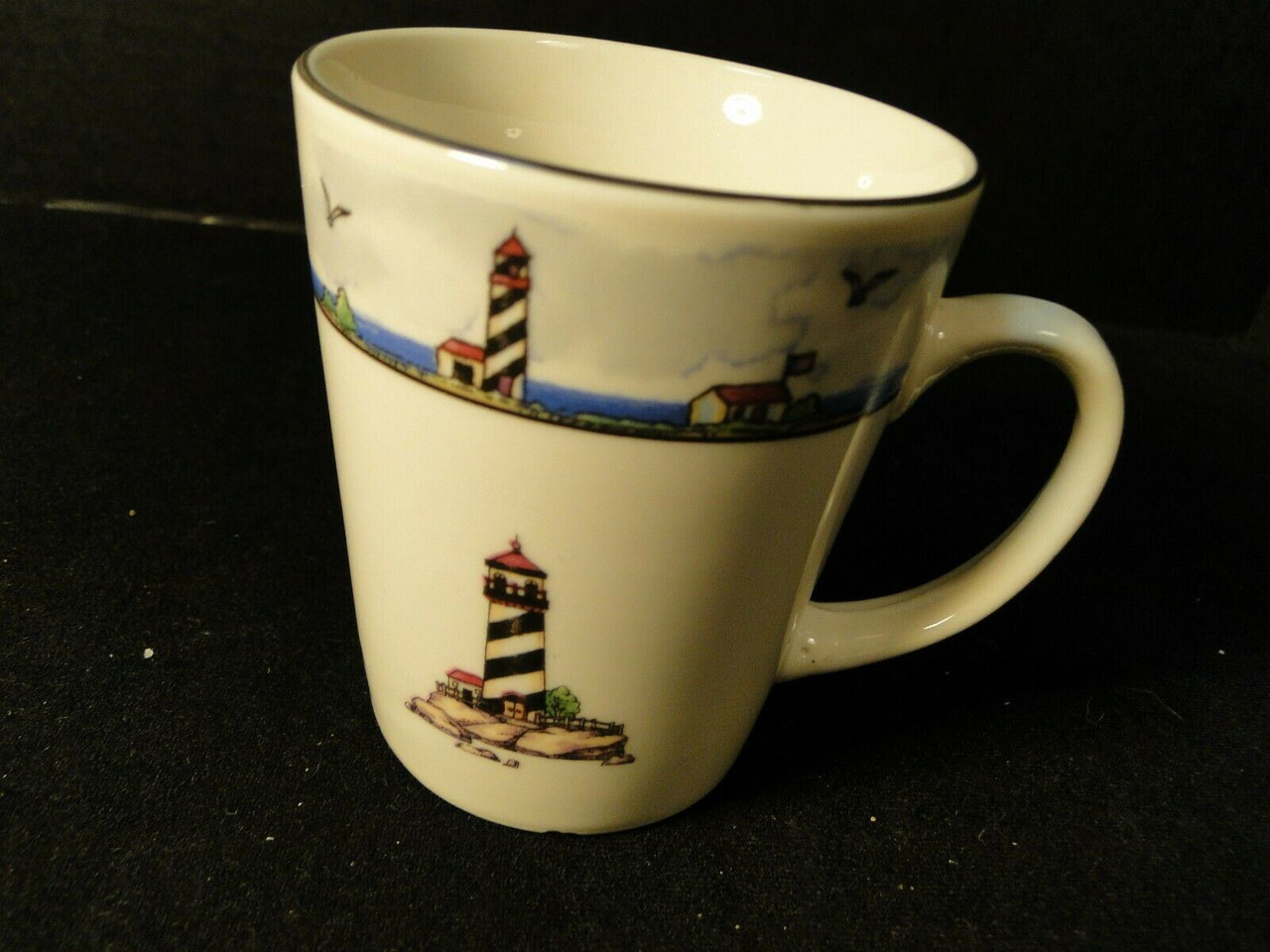 Todays Home Lighthouse Cups Mugs 3 5/8" Tall Coastal Scenes Set of 4 ...
