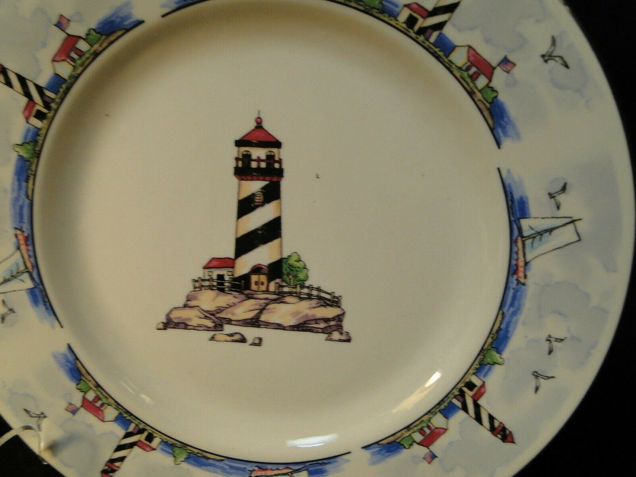 Todays Home Lighthouse Dinner Plates 10" Coastal Scenes Nautical Set 2 ...