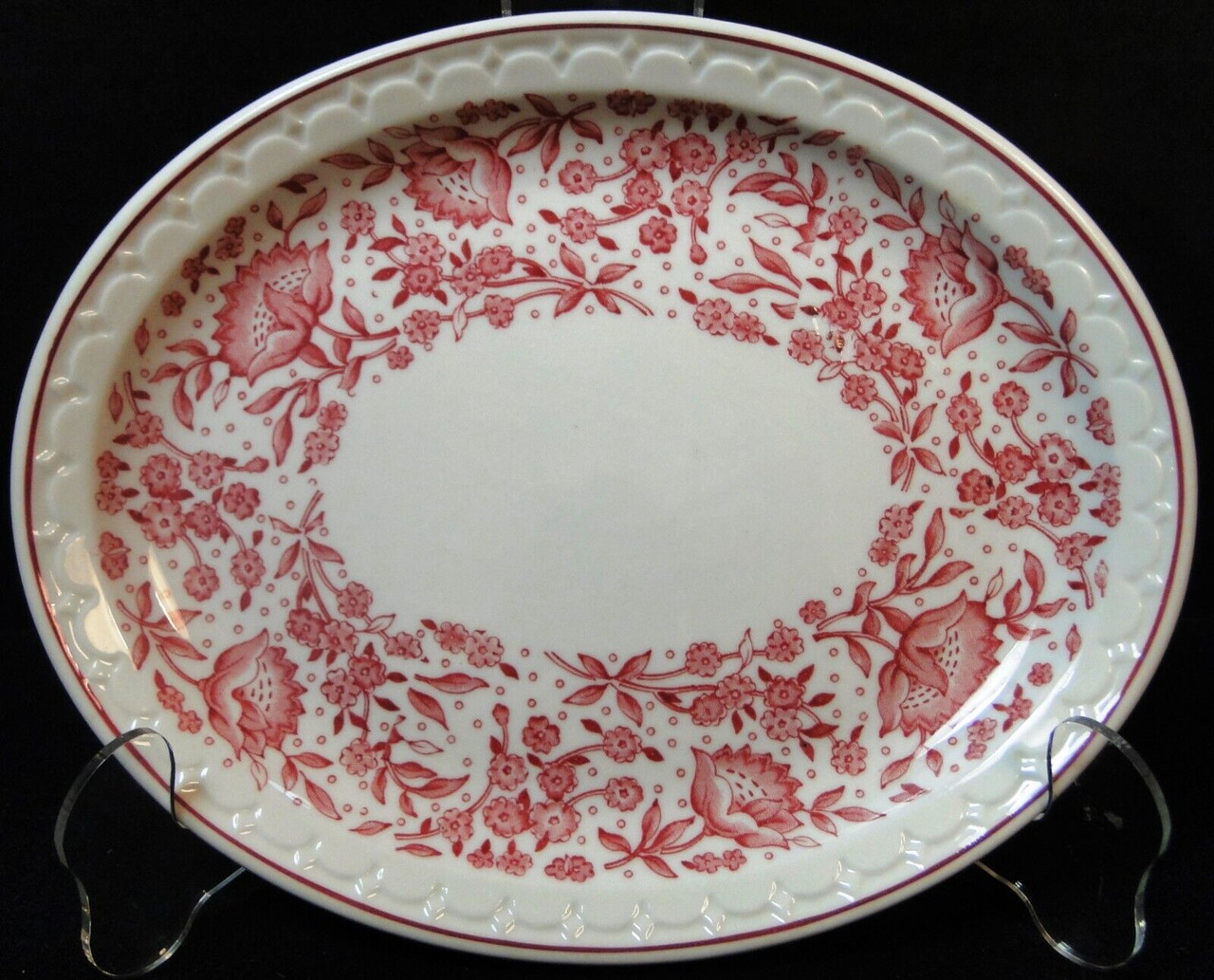Syracuse Roxbury Red Relish Oval Platters 8 7/8" Restaurant Ware Set 2 ...
