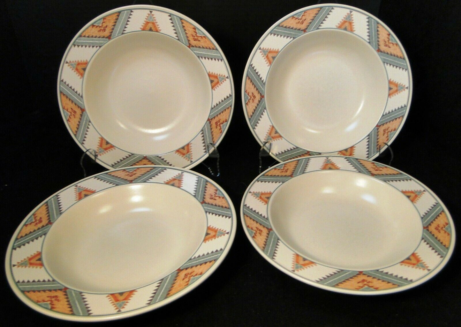 Mikasa Santa FE Soup Bowls 9 1/4" CAC24 Intaglio Southwest Salad Set 4 ...