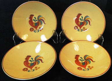 Taylor Smith Taylor Reveille Rooster Berry Bowls 5 1/4" Red Trim Set 4 ...