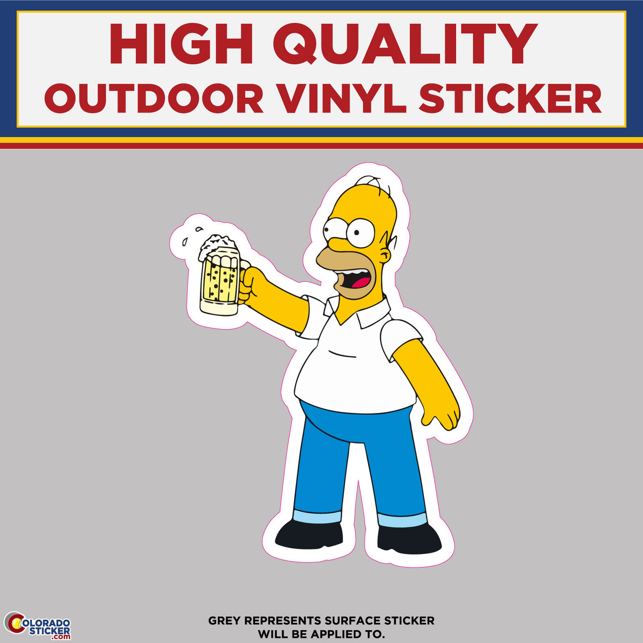 Homer Simpson Holding Beer From The Simpsons, High Quality Vinyl Stickers