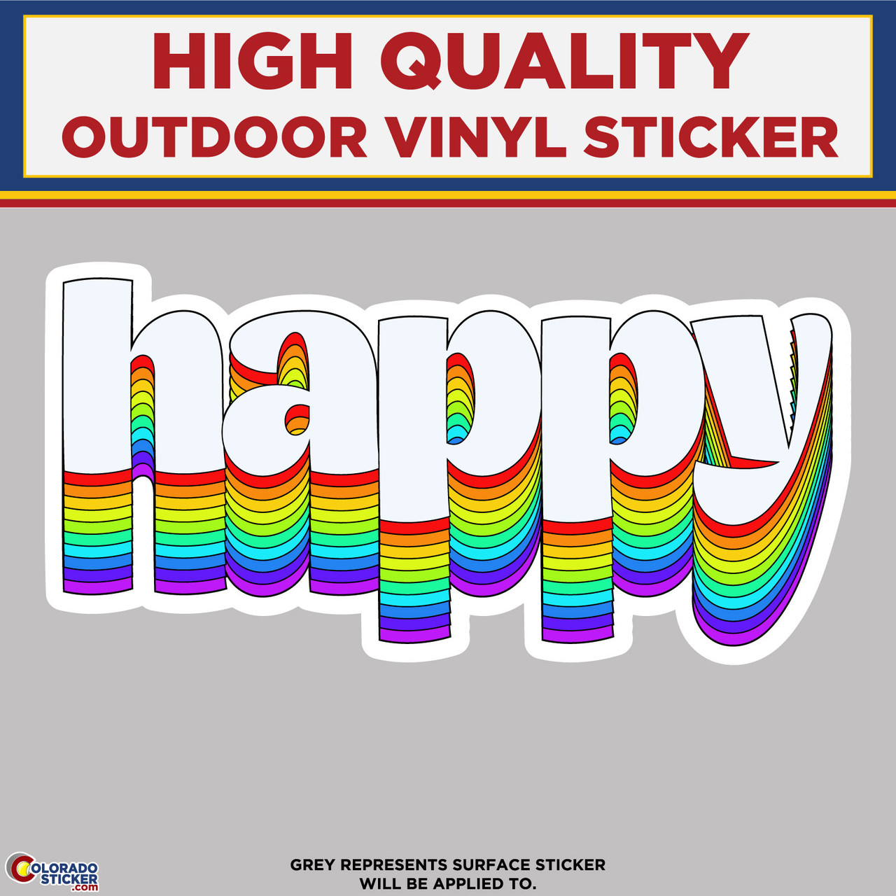 Happy, High Quality Vinyl Stickers Perfect for your car, window, cup ...
